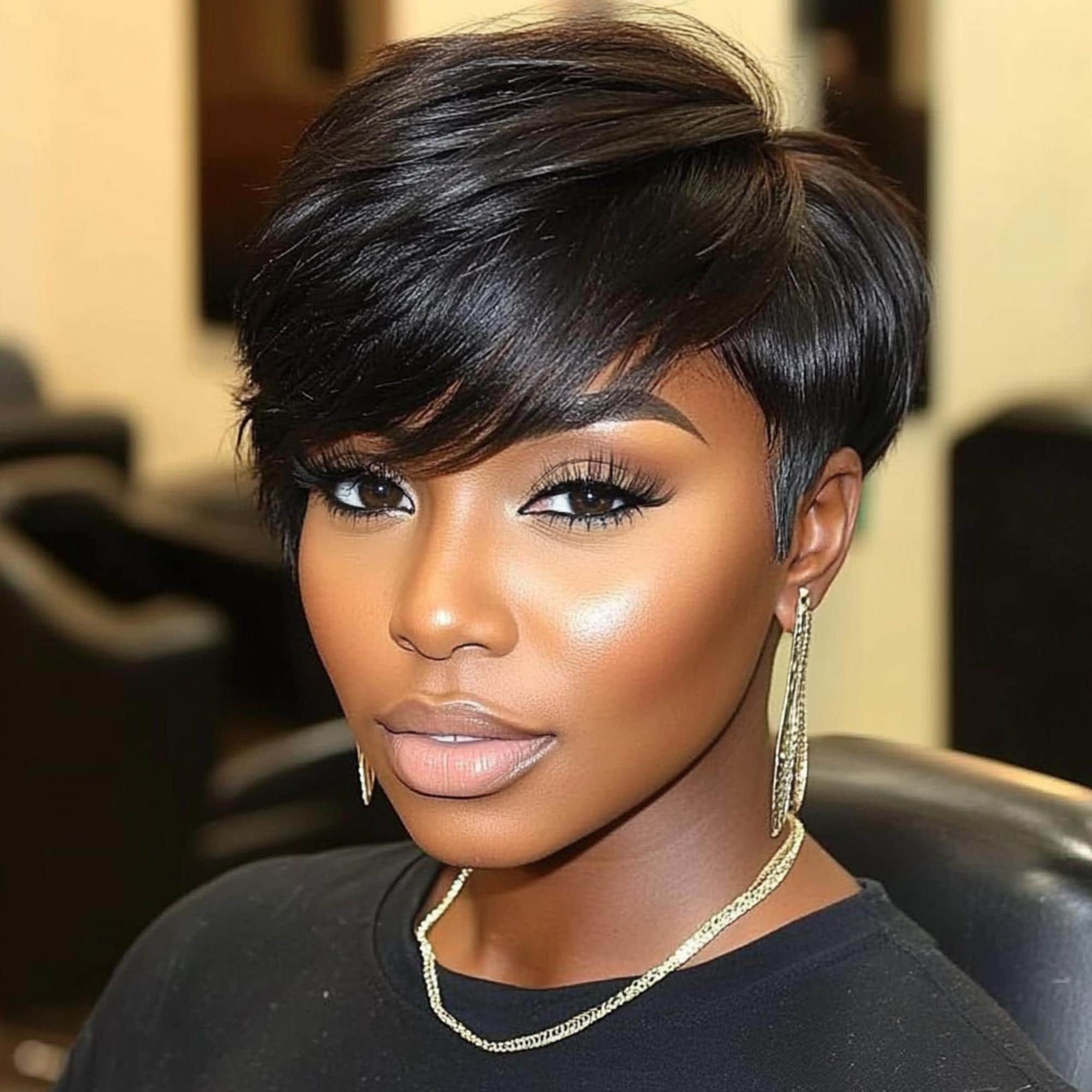 Natural Black Human Hair Pixie Cut Topper Clip in Hair Extensions - Etsy
