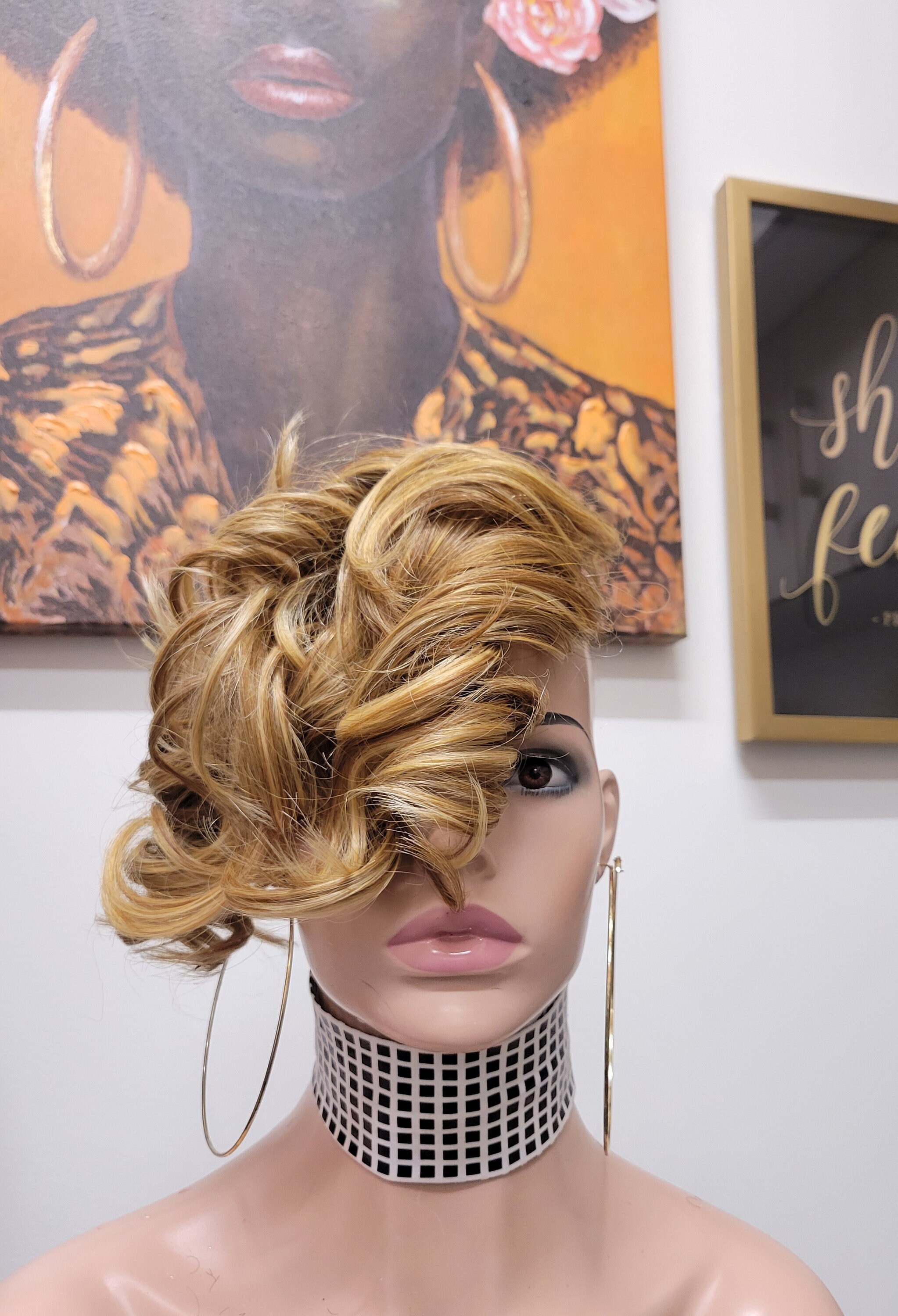 8 Inch Synthetic Hair Topper Blonde Short Wigs Alopecia Chemo Wig ...