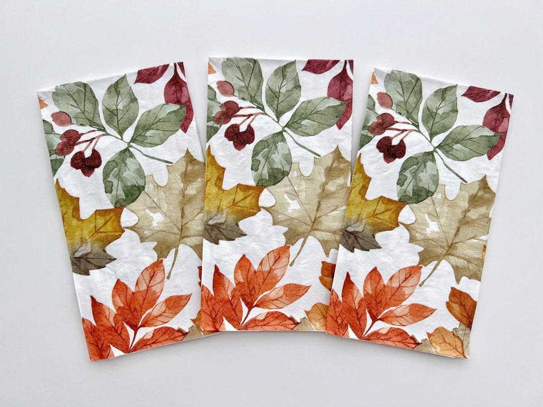 Fall Leaves Decoupage Paper, Set of 3, Paper Napkins for Decoupage ...