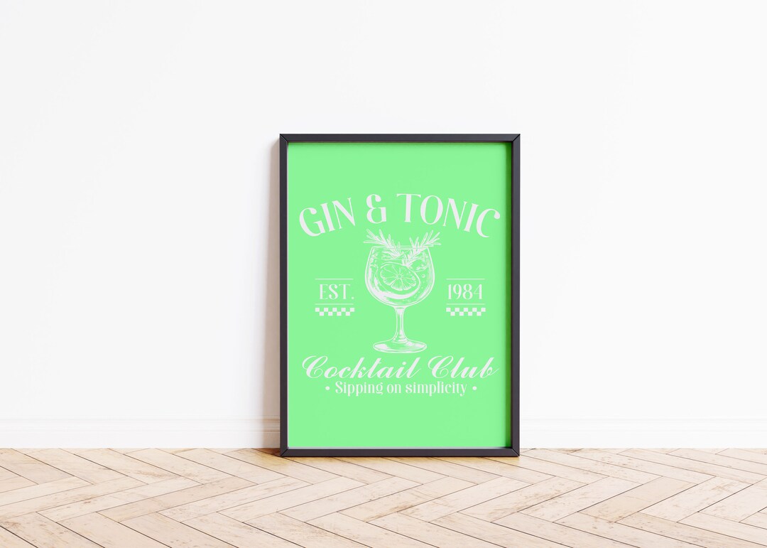 Gin & Tonic Cocktail Club Print Poster Wall Art A1 A2 A3 A4 A5 A6 Maxi ...