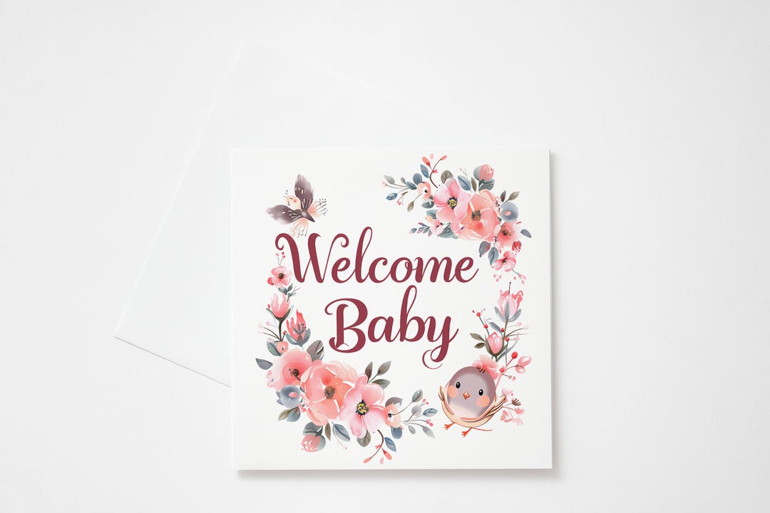 Welcome Baby Greetings Card - New Baby Cards - Typography Card Recycled ...