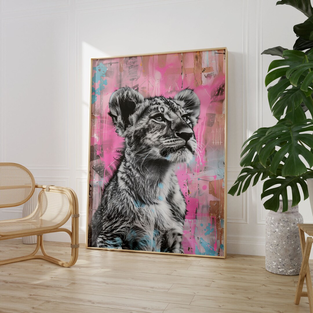 Graffiti Lion Cub Print -poster Wall Art - A1 A2 A3 A4 A5 A6 Maxi ...