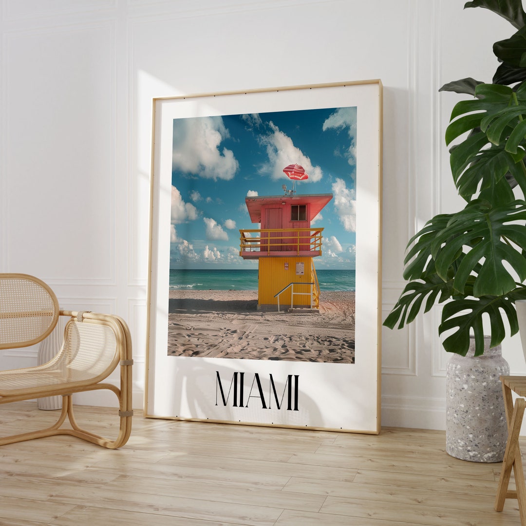 Miami Travel Poster Wall Art Maxi Home Decor A4 A3 A2 A1 Maxi Unframed ...