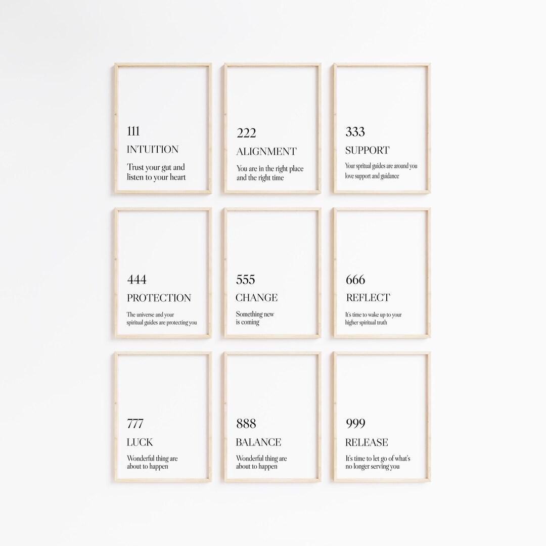 Angel Numbers Print Black & White Poster Wall Art A1 A2 A3 A4 A5 A6 ...