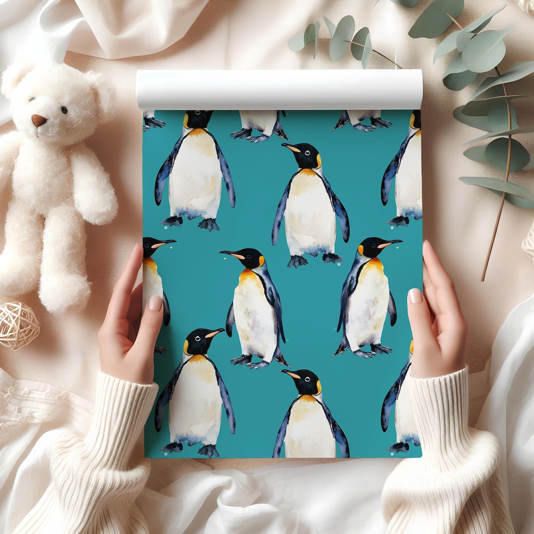 Penguin Wrapping Paper Sheet – Cute Arctic Animal Gift Wrap for Baby ...