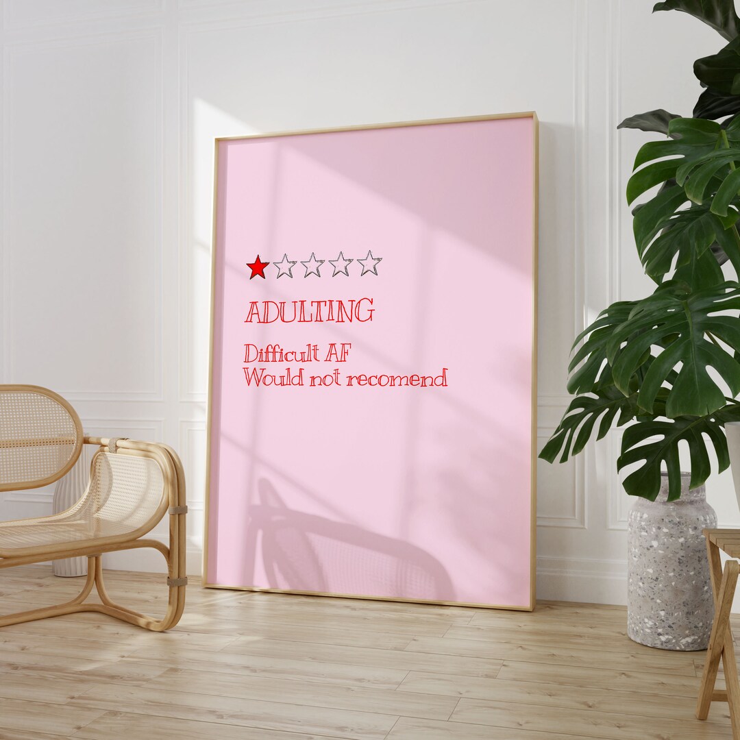 Adulting Star Review Print Poster Wall Art Maxi Home Decor Unframed ...