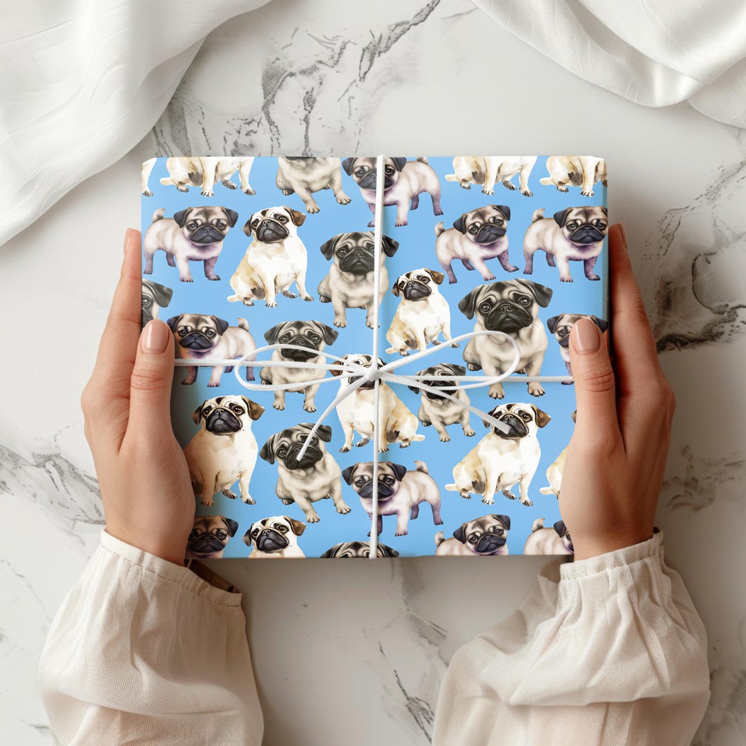 Funny Pug Wrapping Paper Sheet – Dog Lover Gift Wrap for Birthday, Baby ...