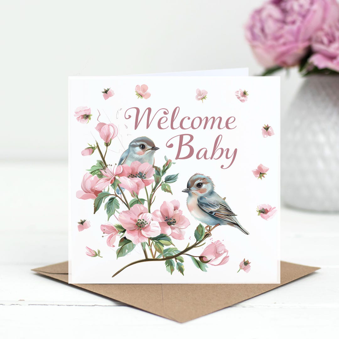 Welcome Baby Greetings Card - New Baby Cards - Typography Card Recycled ...