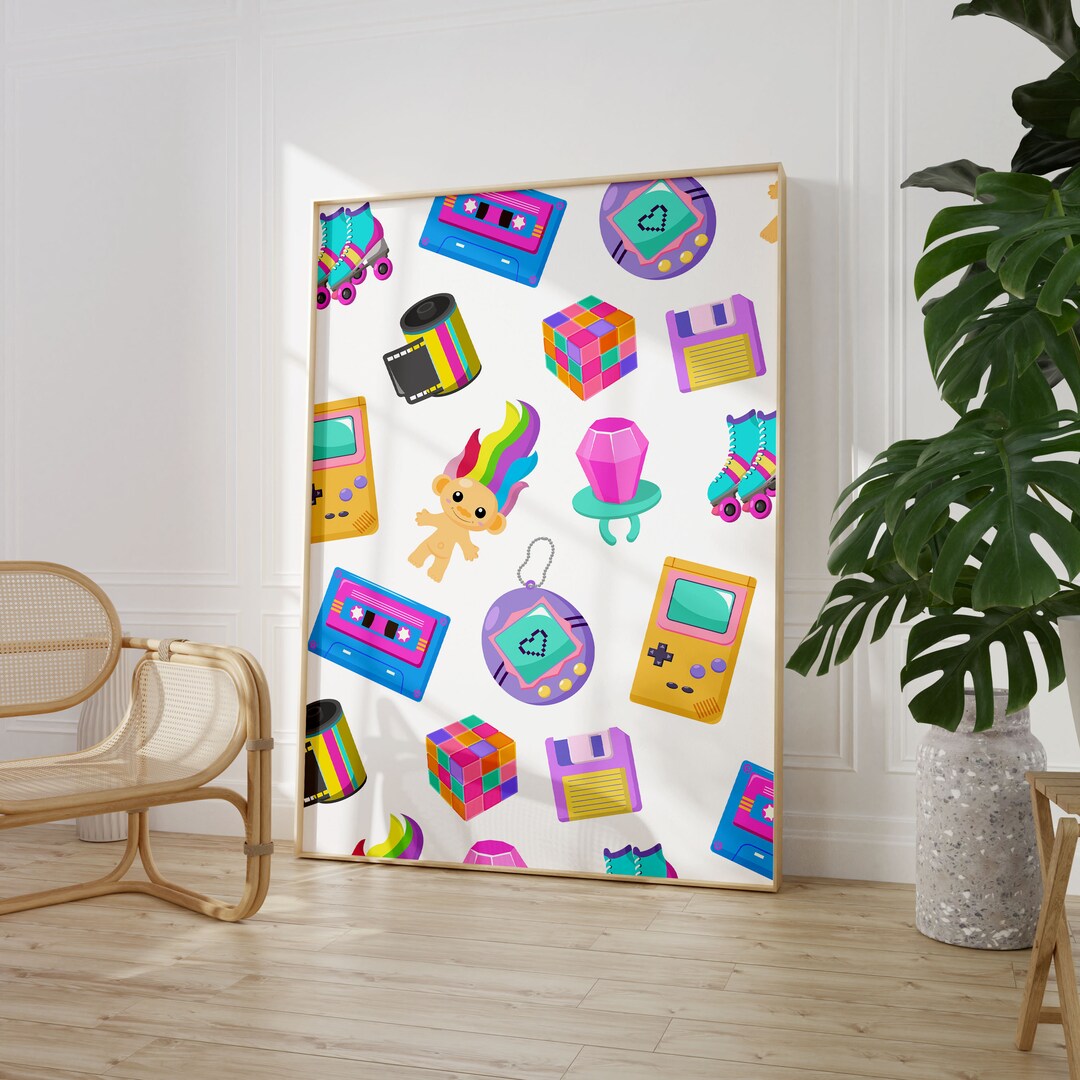 Retro 90's Childhood Print Poster Wall Art A1 A2 A3 A4 A5 A6 Maxi Home ...