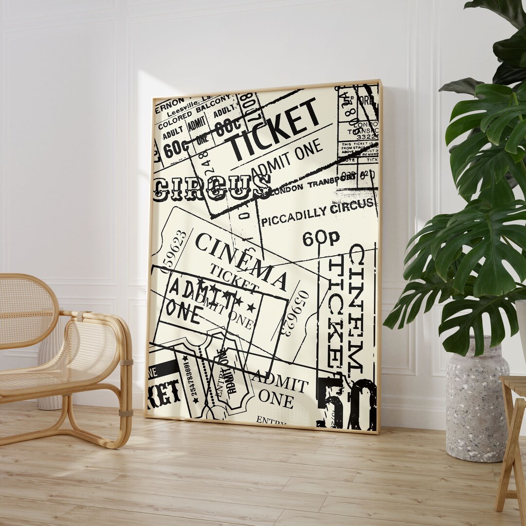 Admit One Cinema Ticket Print Poster Wall Art A1 A2 A3 A4 A5 A6 Maxi ...
