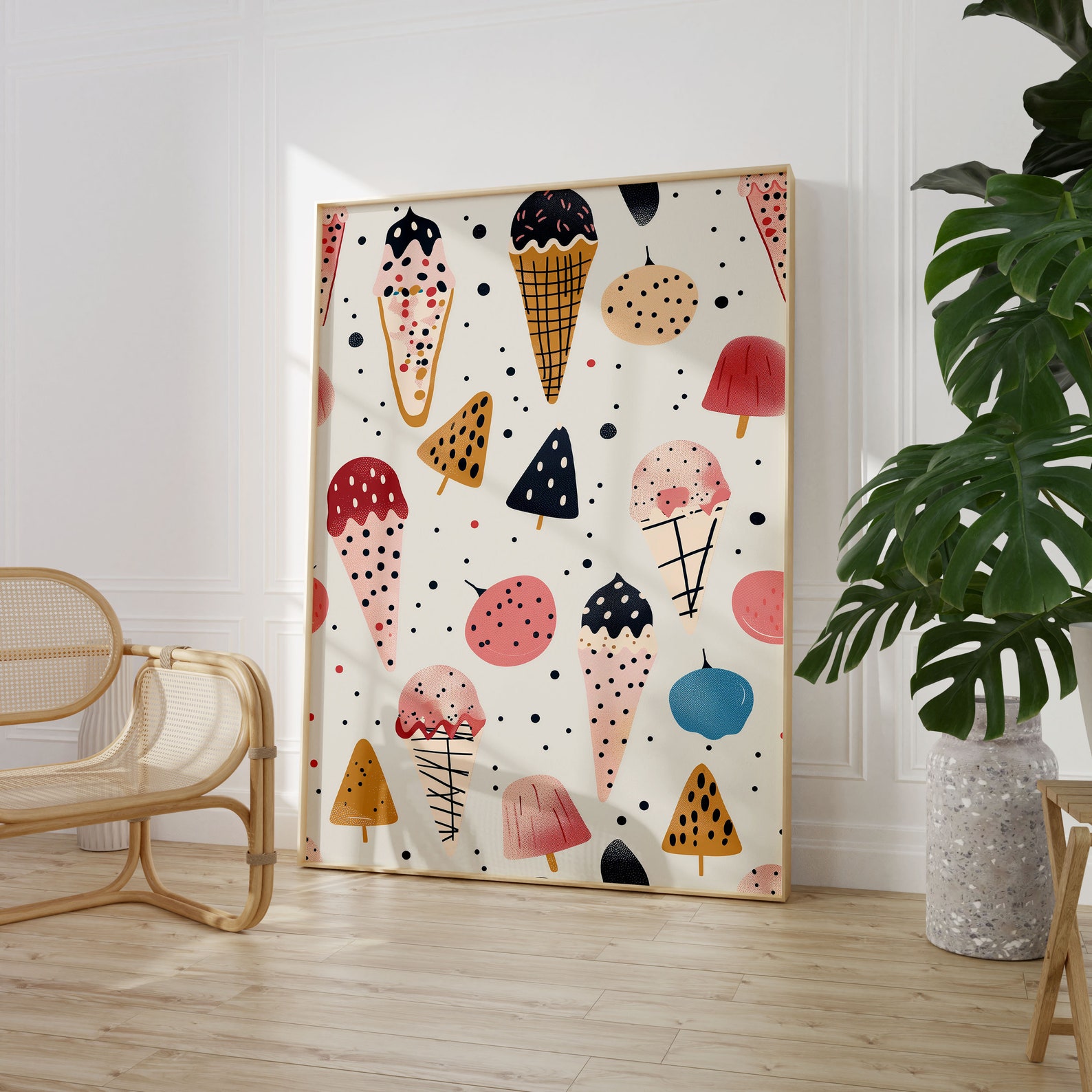Boho Rainbow Ice Cream Print Set Poster Wall Art Maxi Home Decor ...