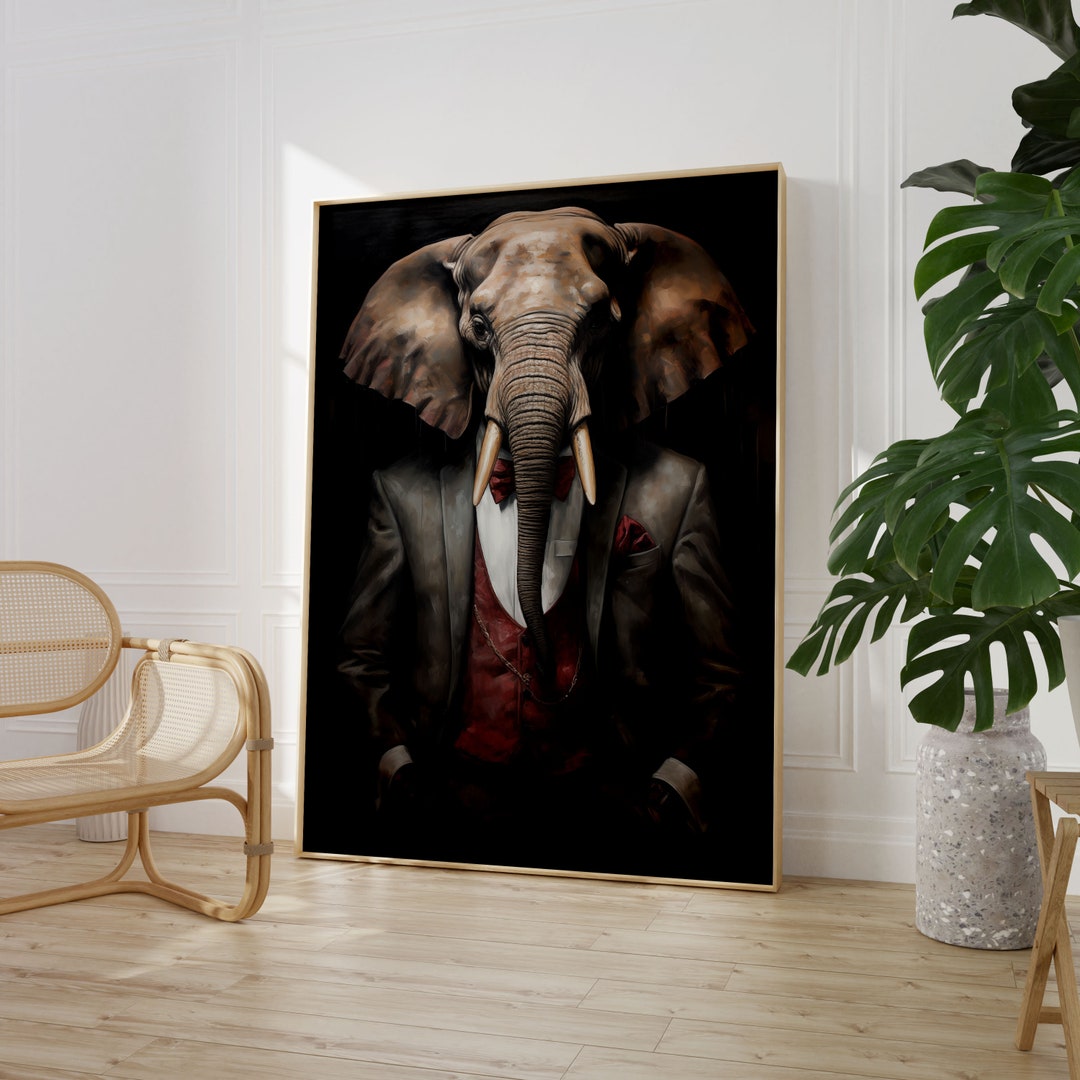 Printable Elephant Gangster Portrait Print Poster Digital Download File ...