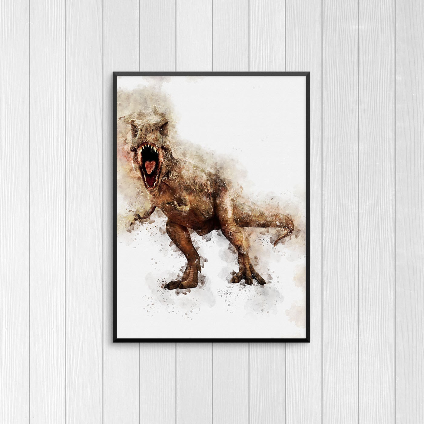 Watercolour Paint Splatter T Rex Print Poster Wall Art A1 A2 A3 A4 A5 ...