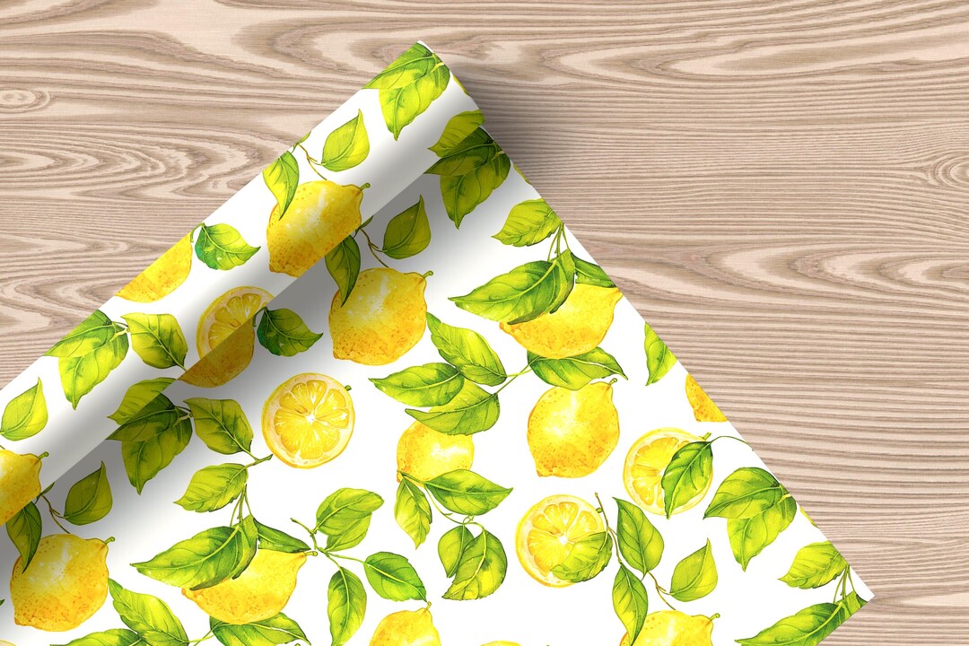 Lemon Wrapping Paper Sheet – Bright Fruit Gift Wrap for Summer Birthday ...