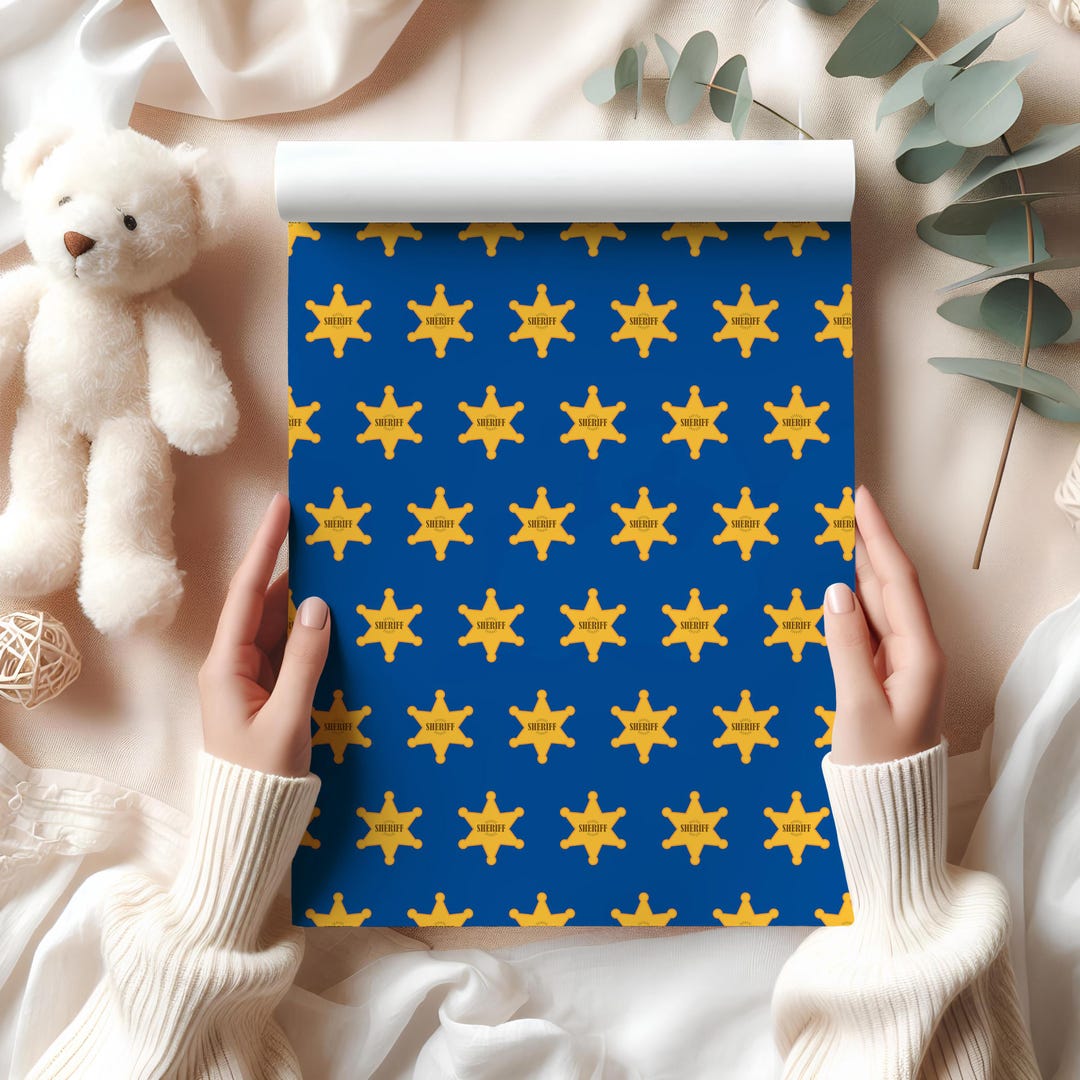 Sheriff Star Gift Wrap – Cowboy Western Wrapping Paper for Kids ...