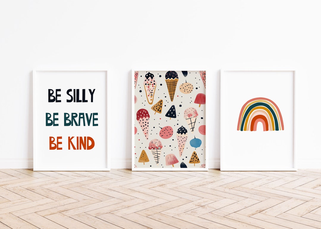 Boho Rainbow Ice Cream Print Set Poster Wall Art Maxi Home Decor ...