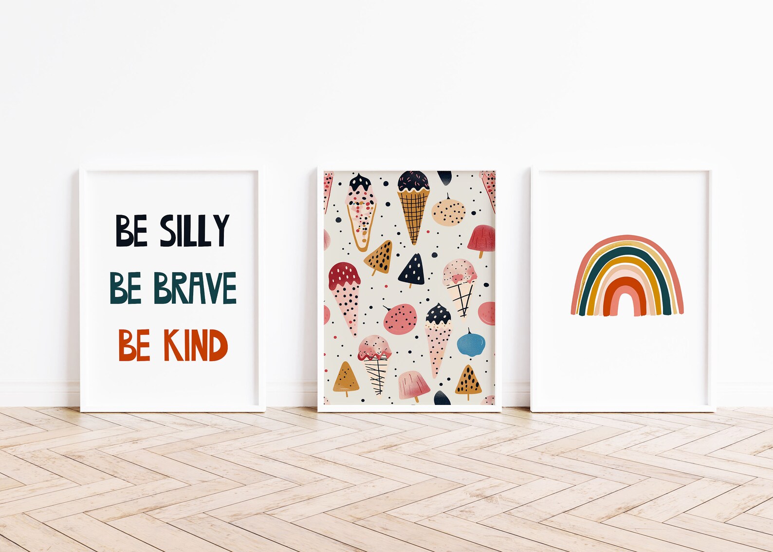Boho Rainbow Ice Cream Print Set Poster Wall Art Maxi Home Decor ...