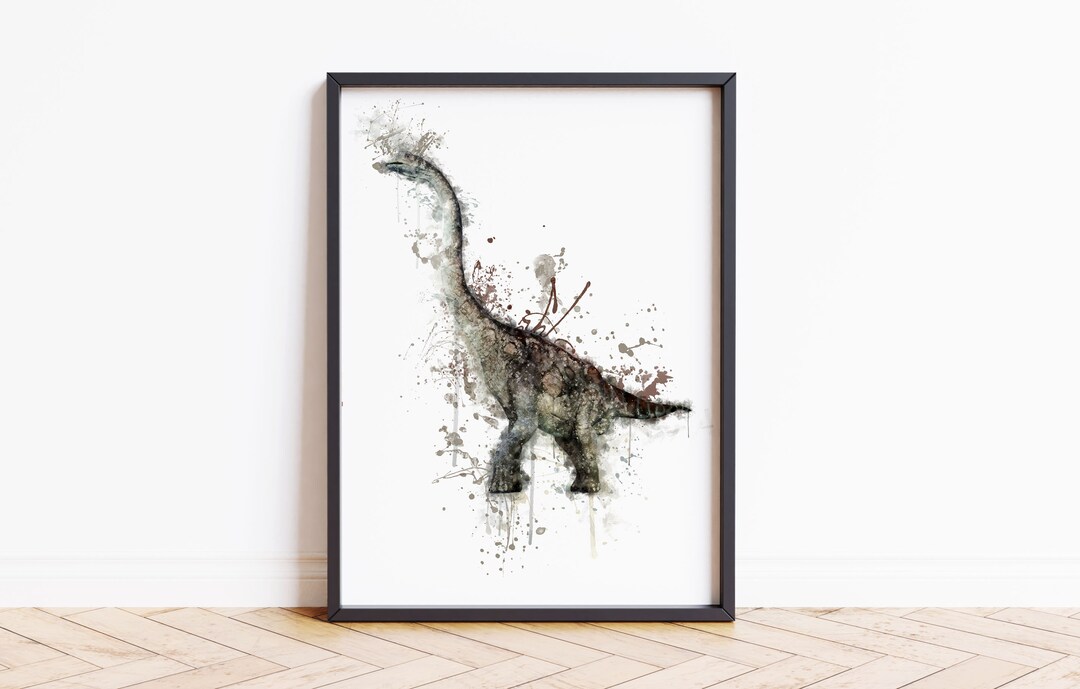 Watercolour Paint Splash Diplodocus Print Poster Wall Art A1 A2 A3 A4 ...