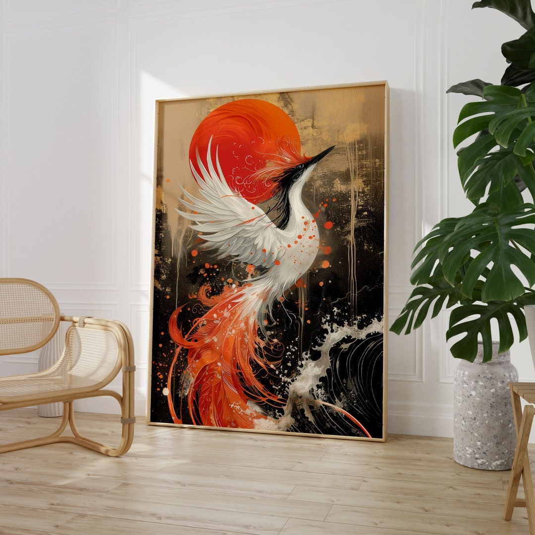 Japanese Fire Phoenix Print Poster Wall Art A1 A2 A3 A4 A5 A6 Maxi Home ...