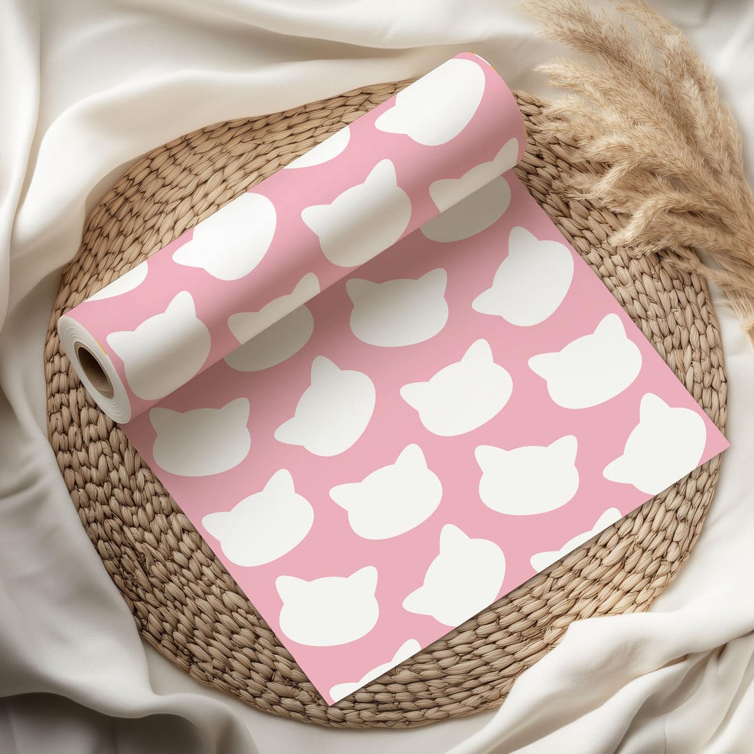 Cat Head Print Pattern Wrapping Paper - Stationery - Cute Gift Wrapping ...