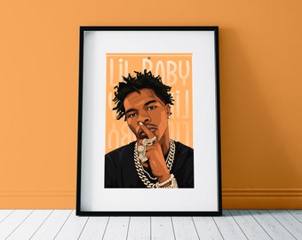 Lil Baby Poster Print Lil Baby Wall Decor Poster Hip Hop Lil Baby ...