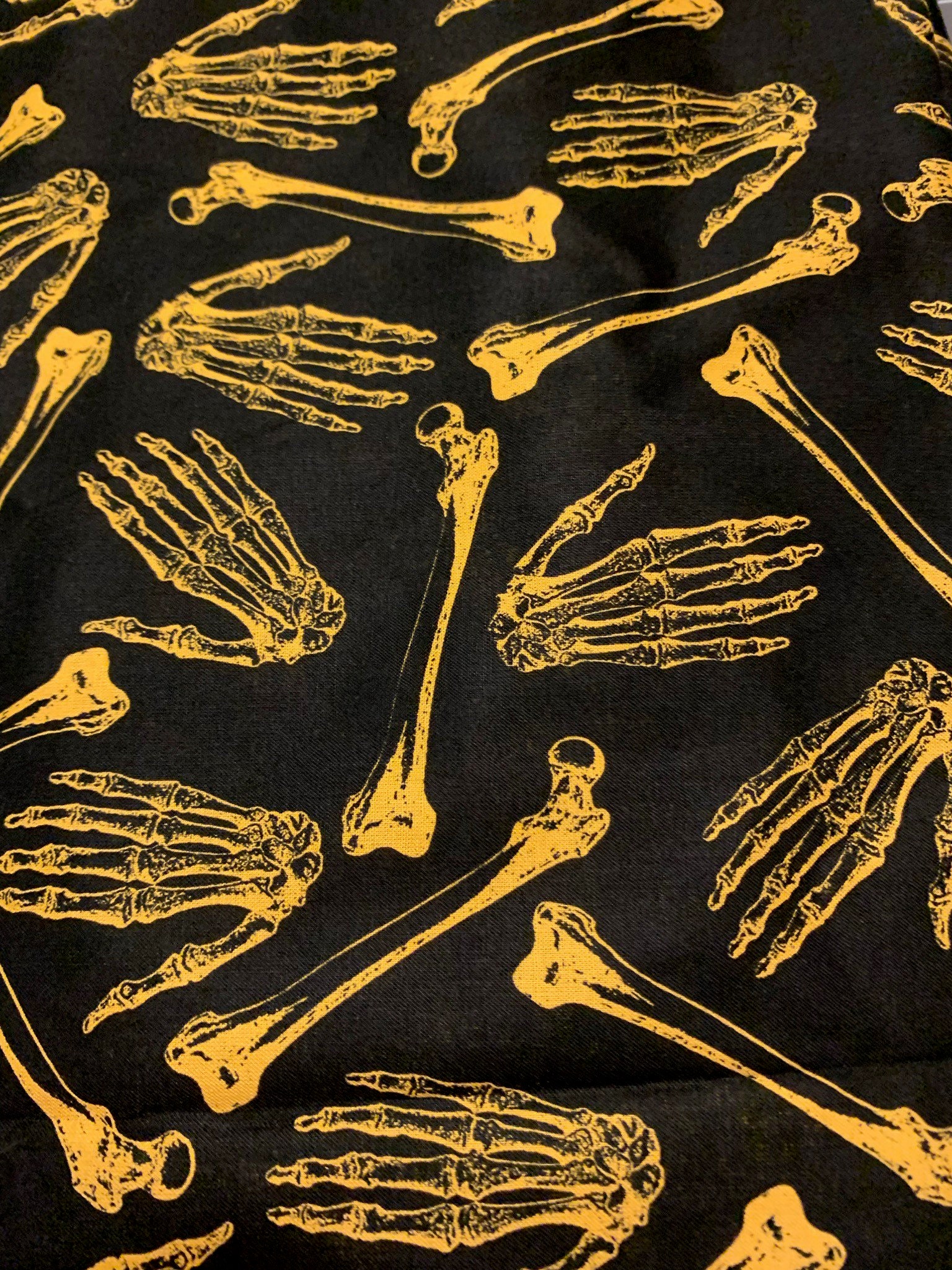 1/2 YD Allover Skeleton Bones Halloween Print Cotton Fabric - Etsy
