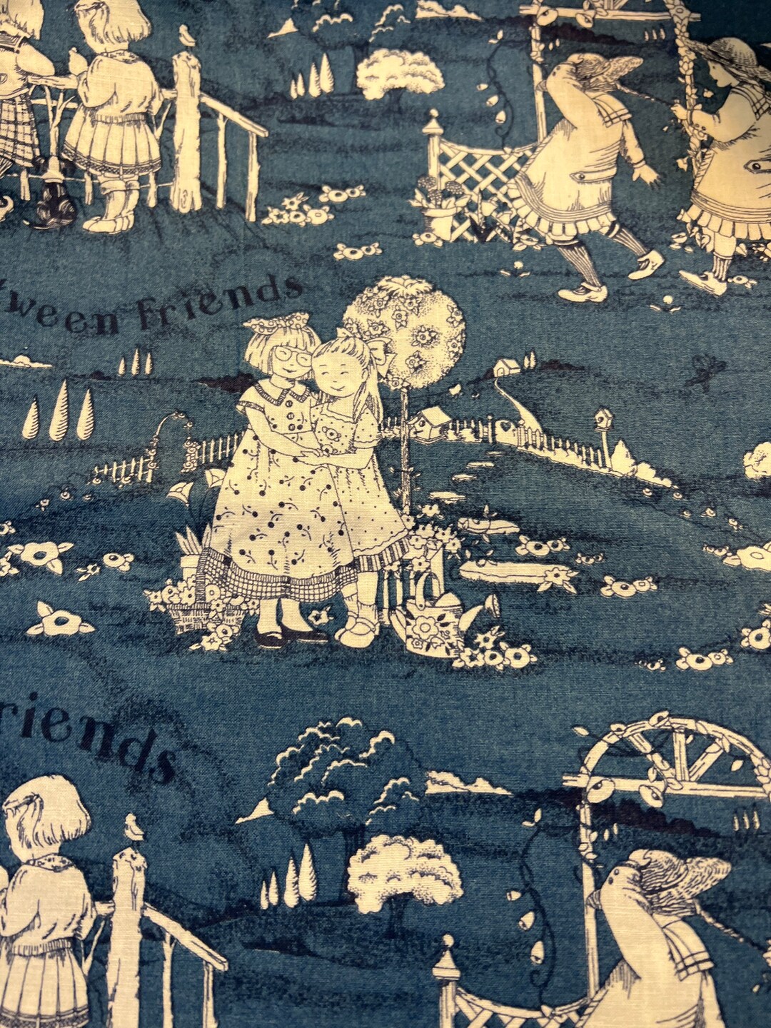 Fat Quarter Mary Engelbreit Best Friends on Blue Cotton Fabric - Etsy