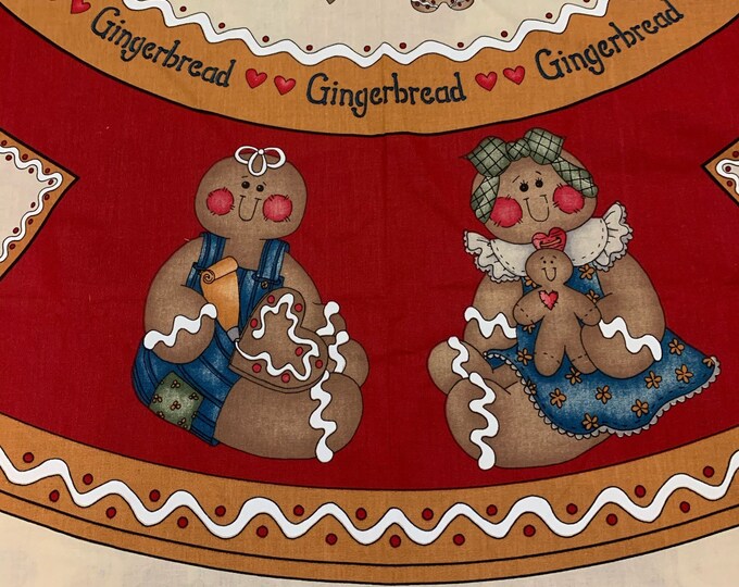 Vintage Grandma’s Gingerbread Complete Circle Tree Skirt Fabric Panels ...