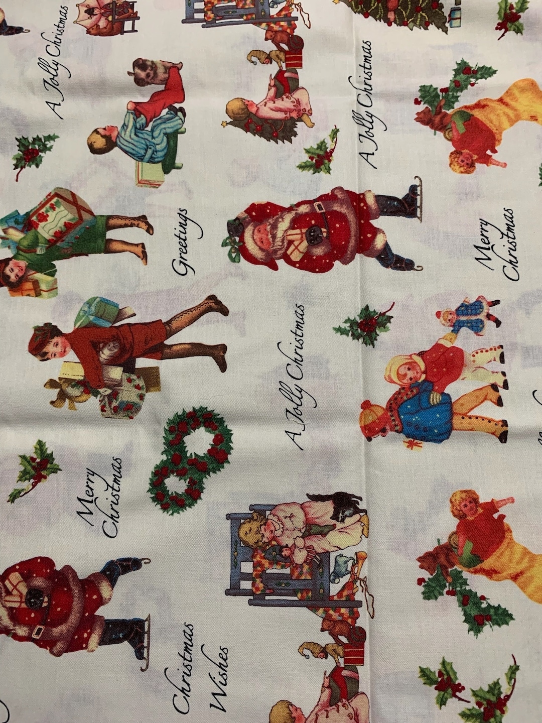 1/2 Yd Vintage Edelen Wille Collection Christmas Print Cotton Fabric by ...