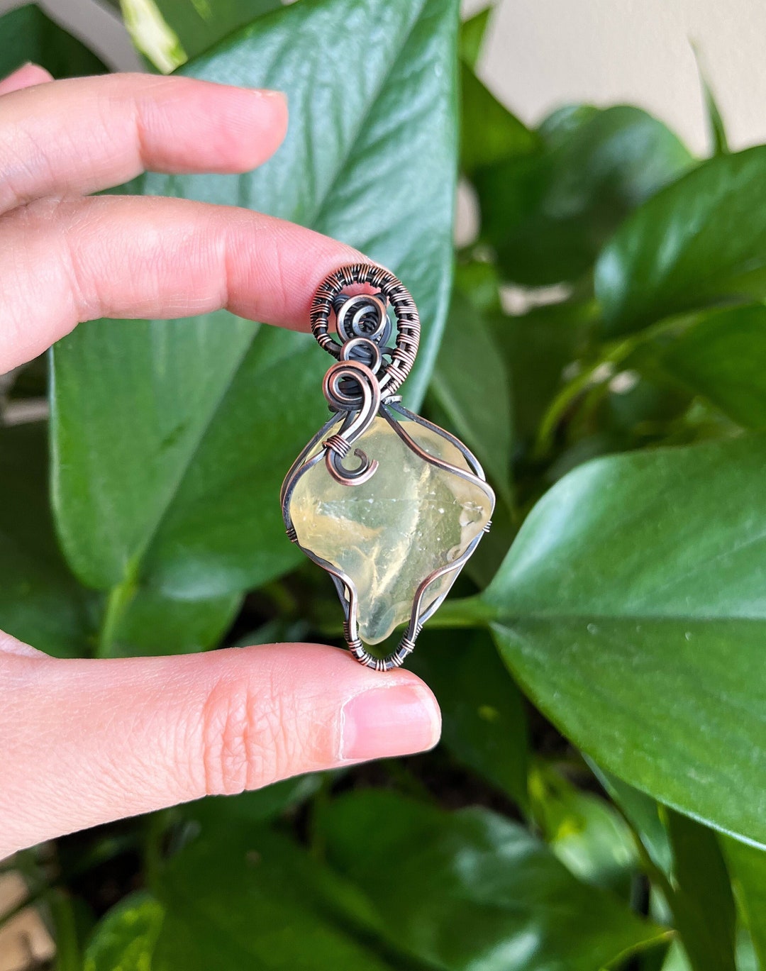 Genuine Libyan Desert Glass Copper Statement Pendant 55 handmade ...