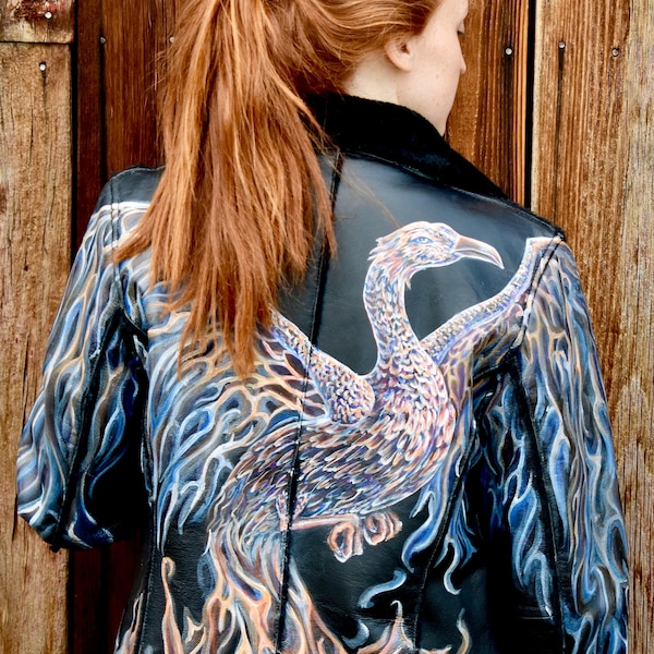 Leather Jacket With Flames - Etsy