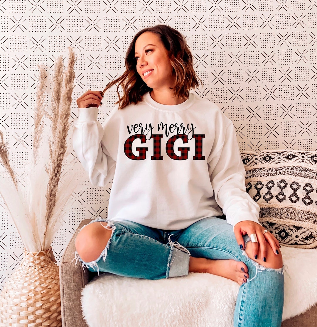 Buffalo Plaid Gigi Christmas Sweatshirt, Very Merry Gigi - Etsy