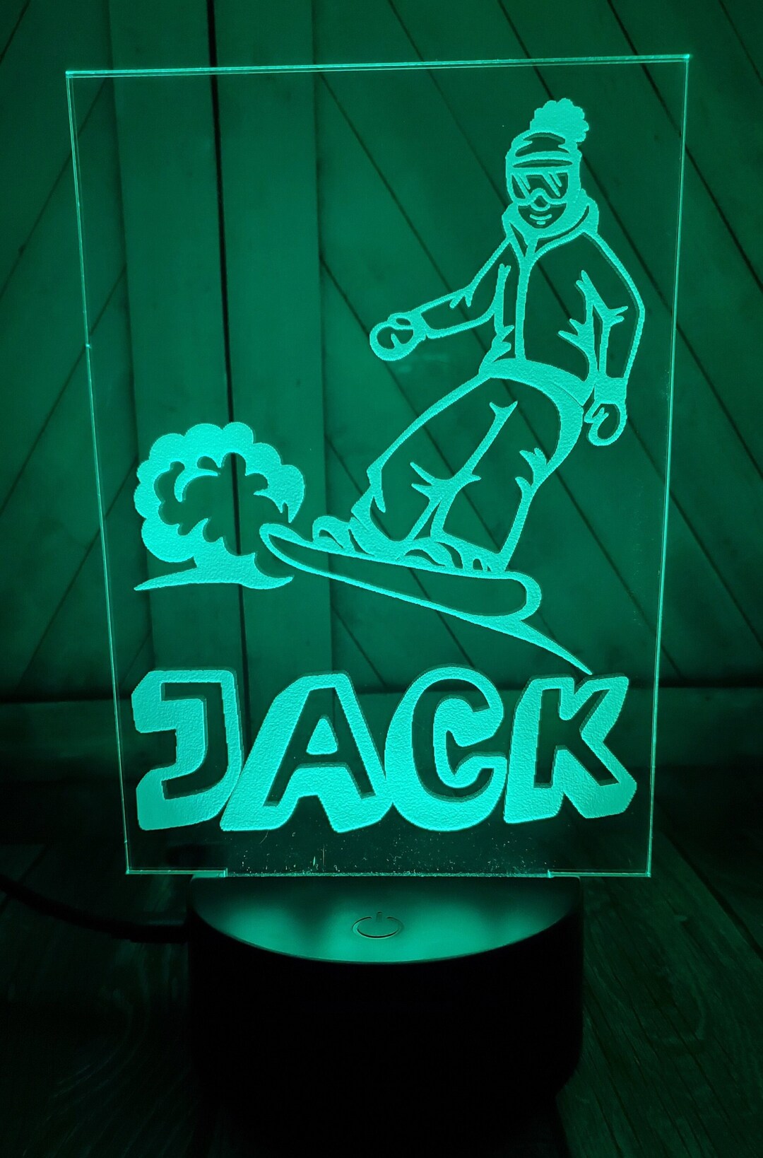 Snowboarder Acrylic Light up Personalized With Name Color Changing ...