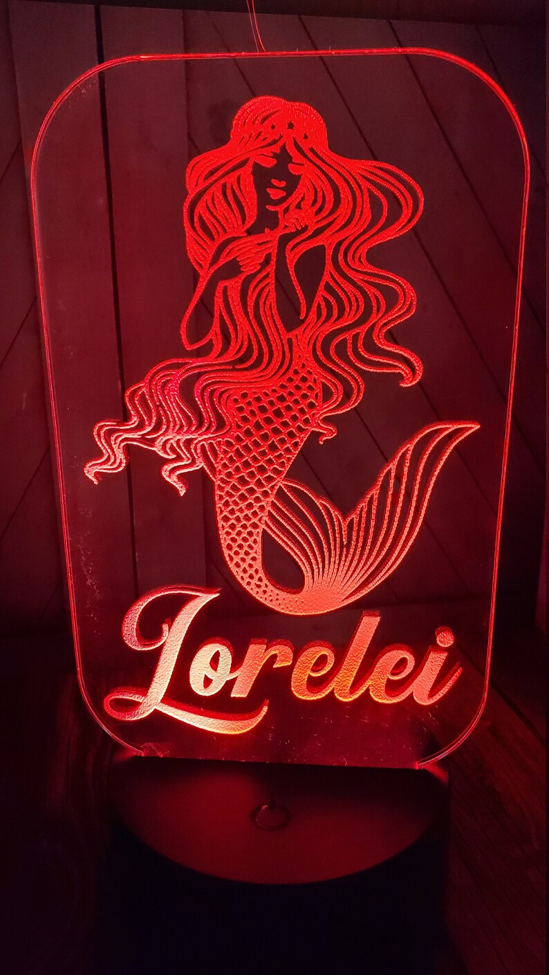 Mermaid Acrylic Light up Personalized With Name Color - Etsy