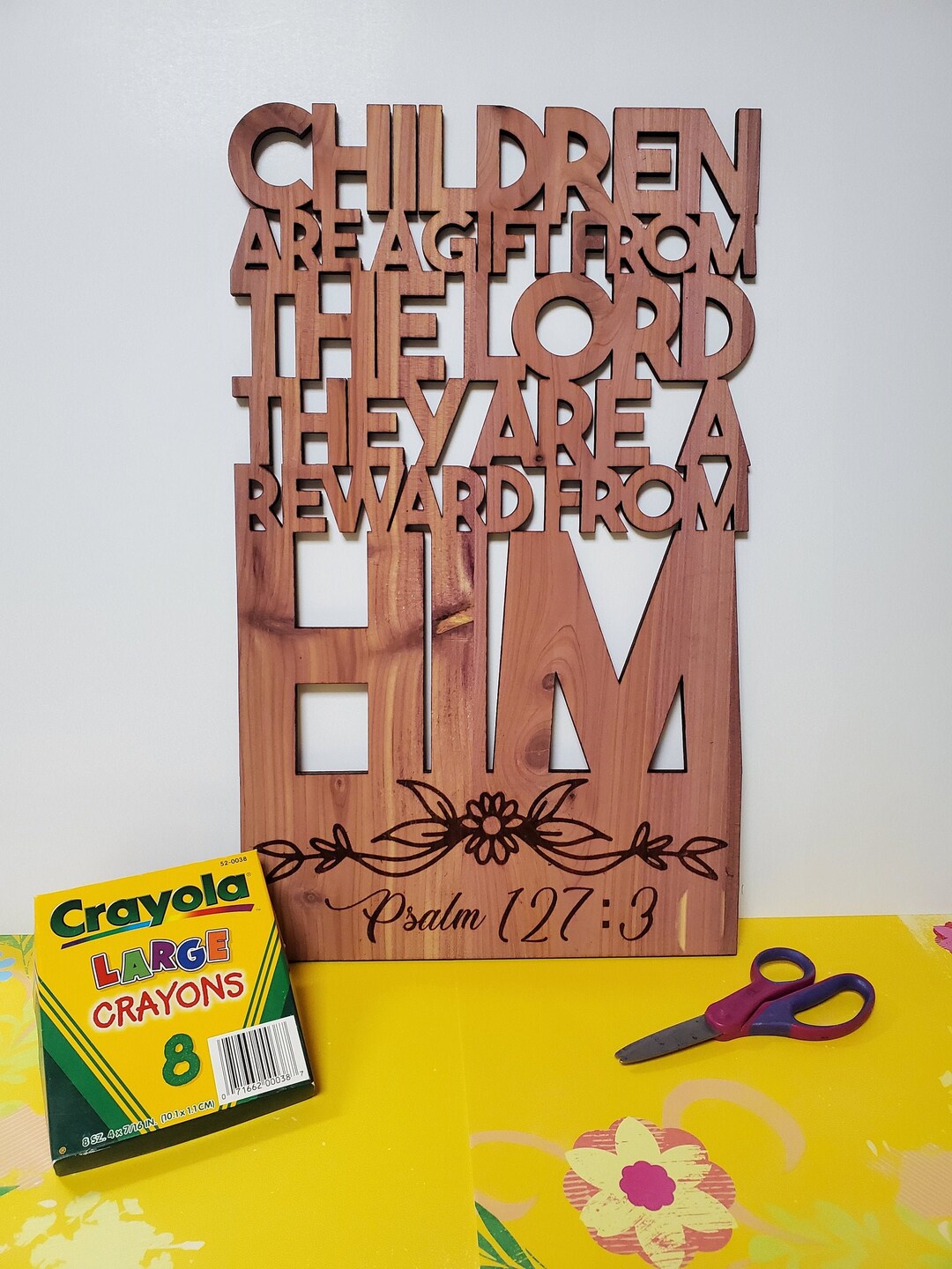Wooden Bible Verse Psalm 127:3 Religious Gift Wall Hanging or Can Stand ...