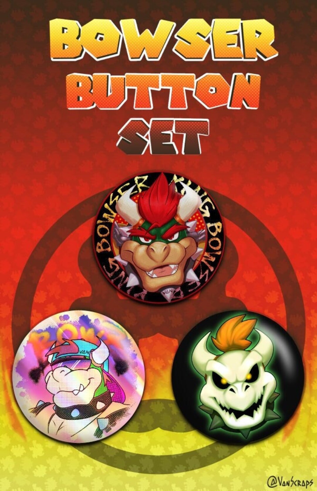 Bowser Button Set - Etsy