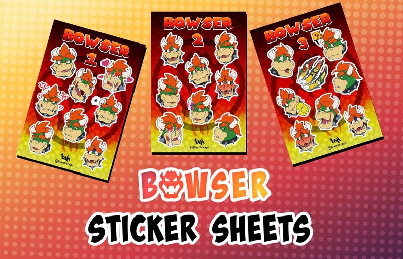Bowser Sticker Sheets - Etsy