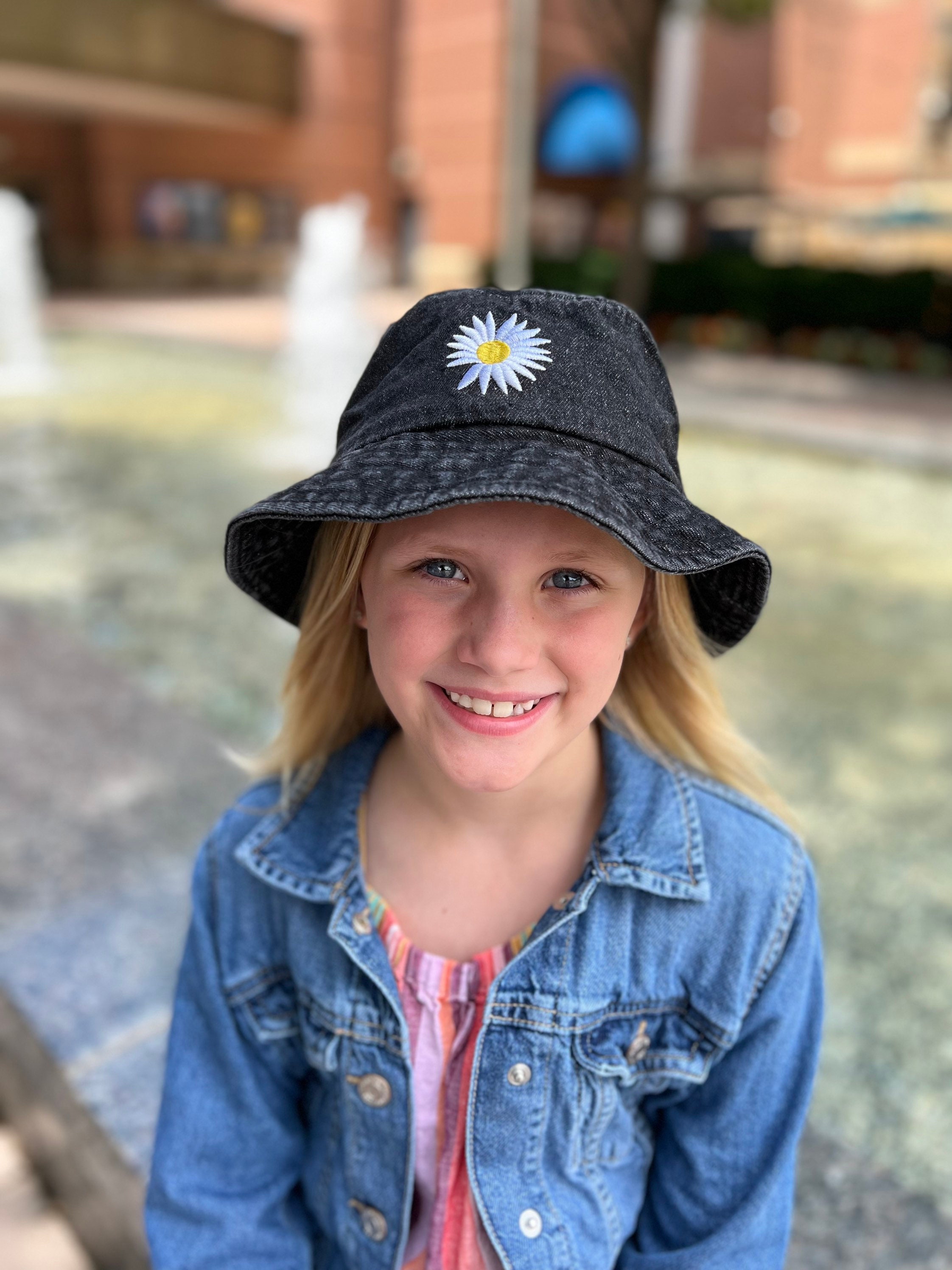 Girl Bucket Hat | Denim Daisy | Flower | Fisherman Hat | Beach Hat ...