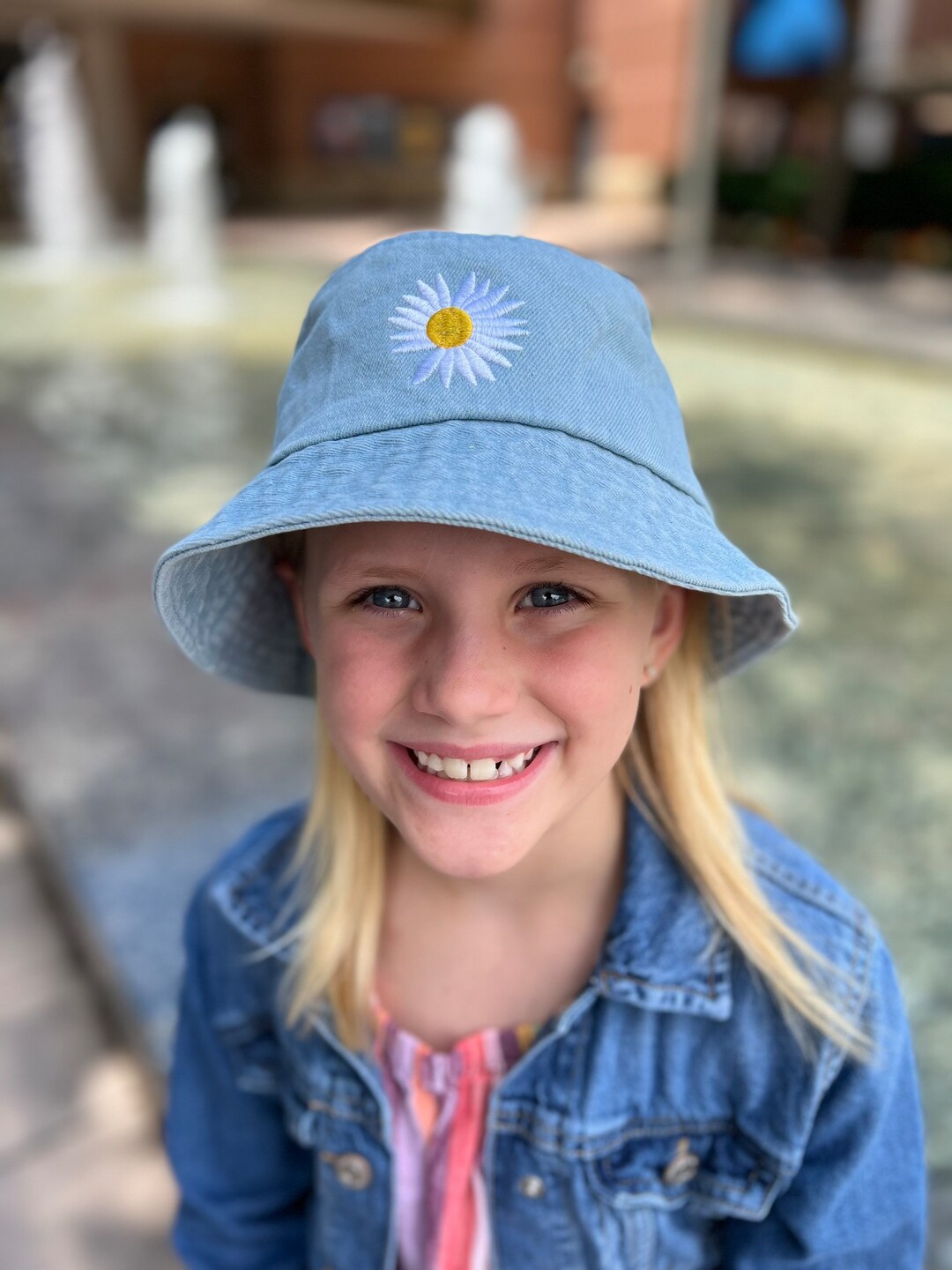 Girl Bucket Hat | Denim Daisy | Flower | Fisherman Hat | Beach Hat ...