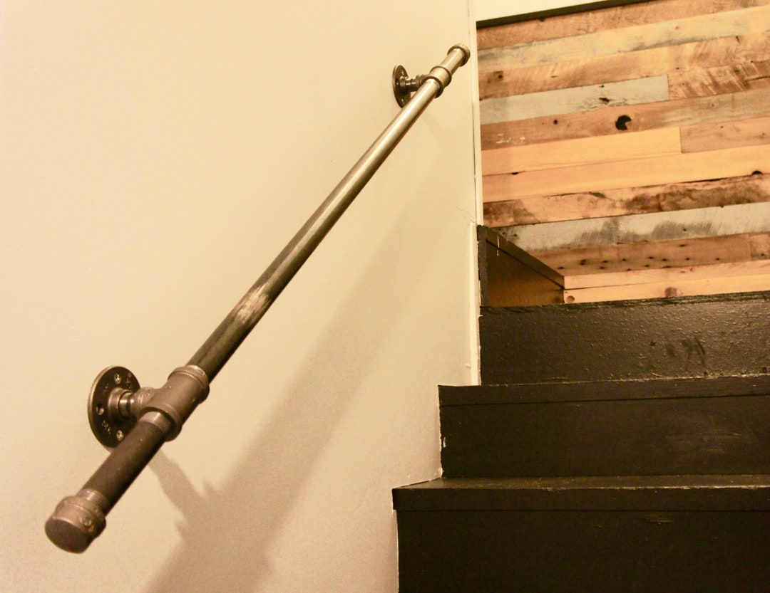 Industrial Pipe Railing | Metal Stair Railing | Farmhouse Handrail ...