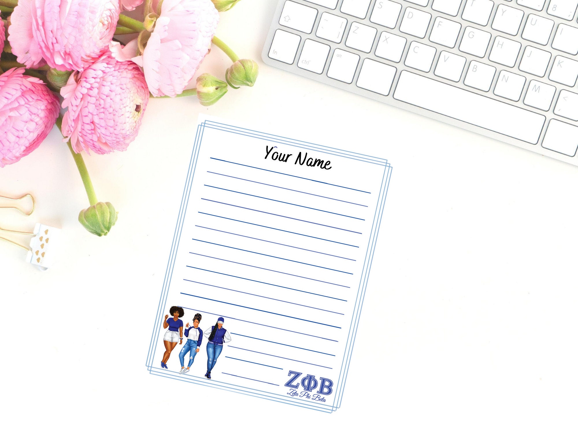 Personalized Zeta Phi Beta Notepad With 70 Pages, 5.25" X 7.25 ...