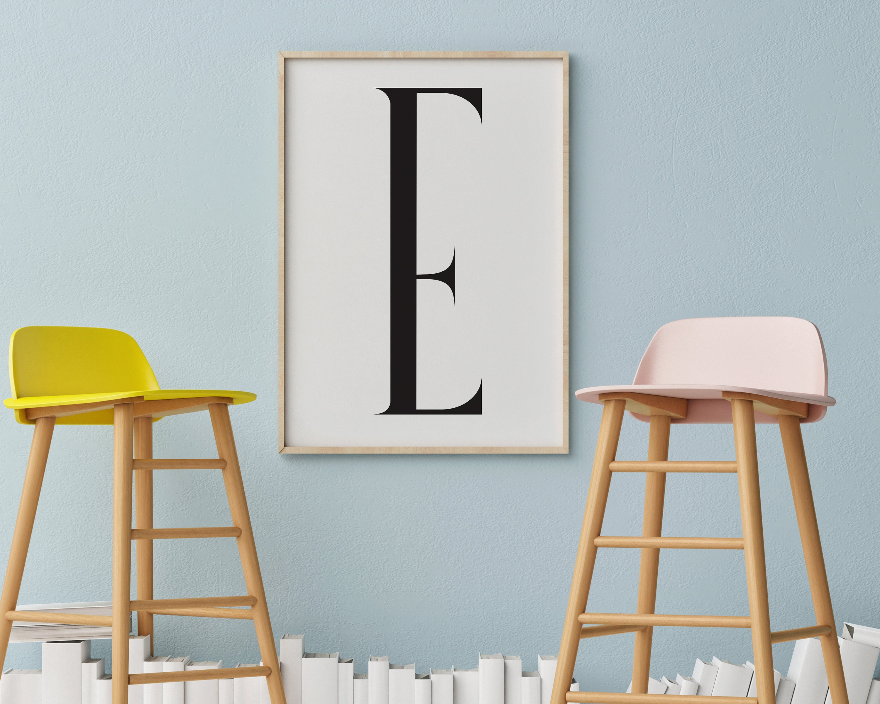 Letter E Printable Art, Typography Poster, Black & White Letter E Wall ...