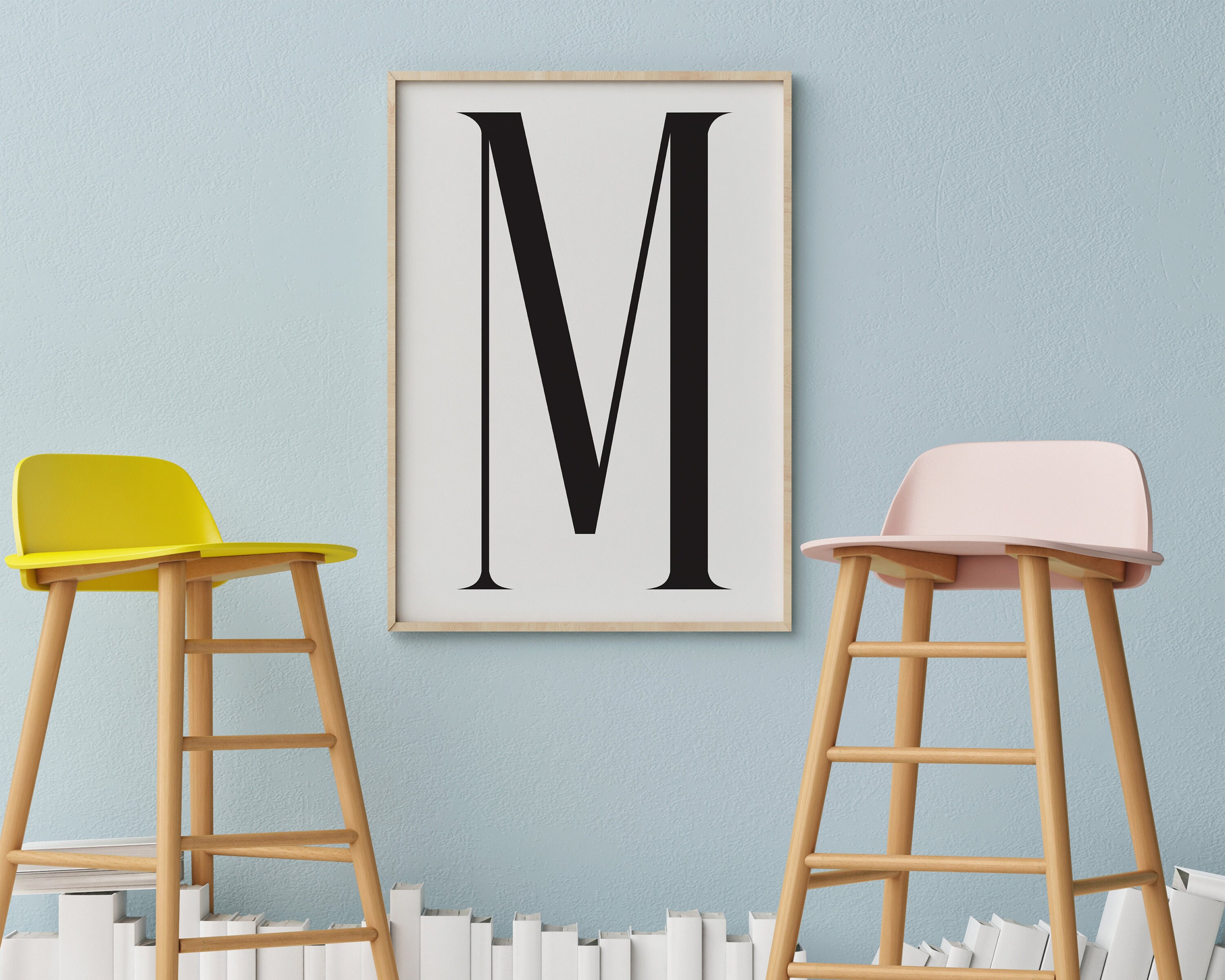 Letter M Printable Art, Typography Poster, Black & White Letter M Wall ...