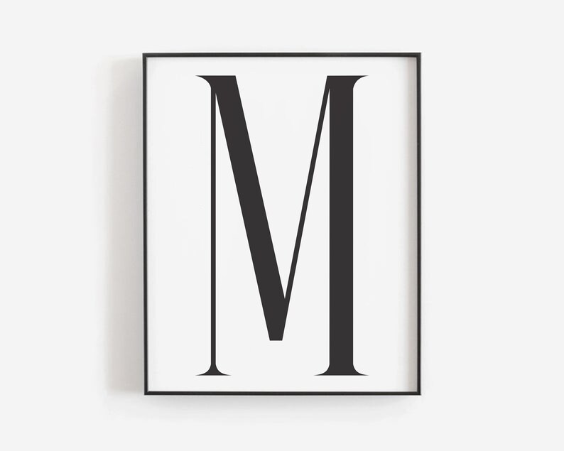 Letter M Printable Art Typography Poster Black & White - Etsy