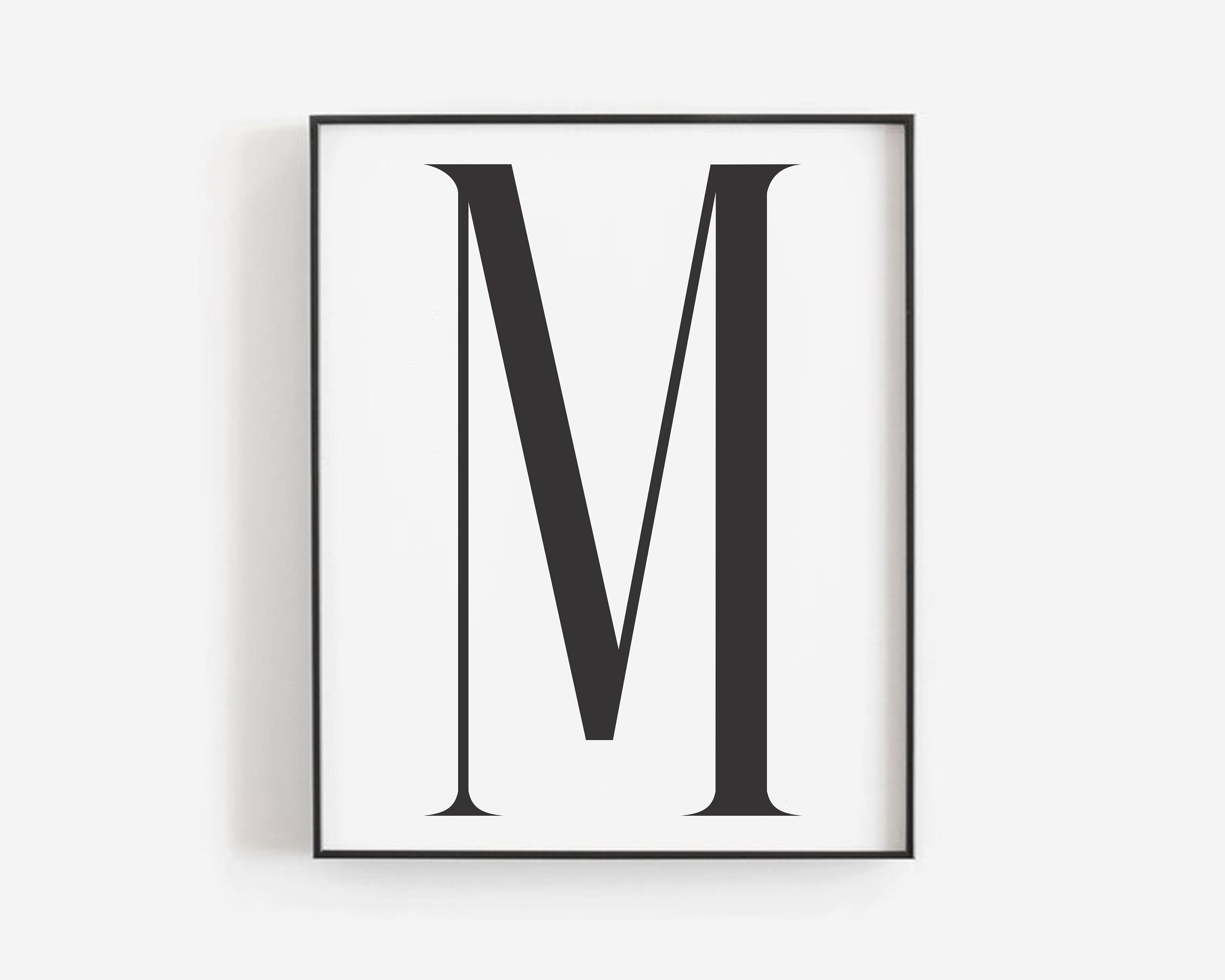 Letter M Printable Art, Typography Poster, Black & White Letter M Wall ...