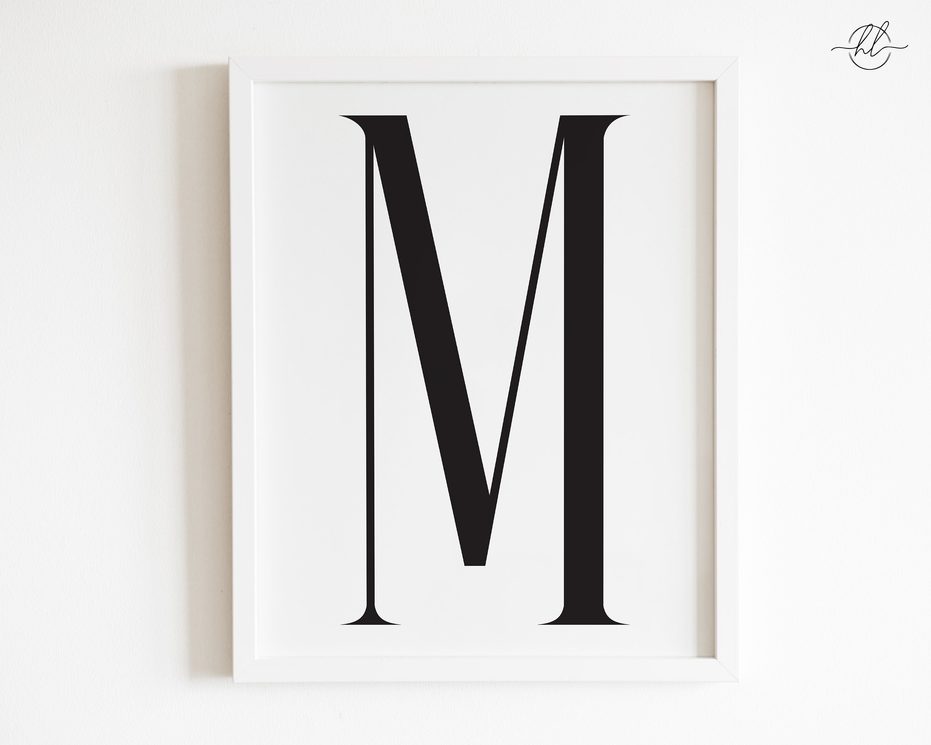 Letter M Printable Art, Typography Poster, Black & White Letter M Wall ...