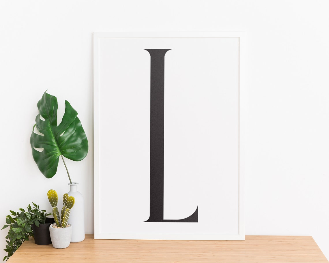 Letter L Printable Art: Black & White Typography Poster (instant ...
