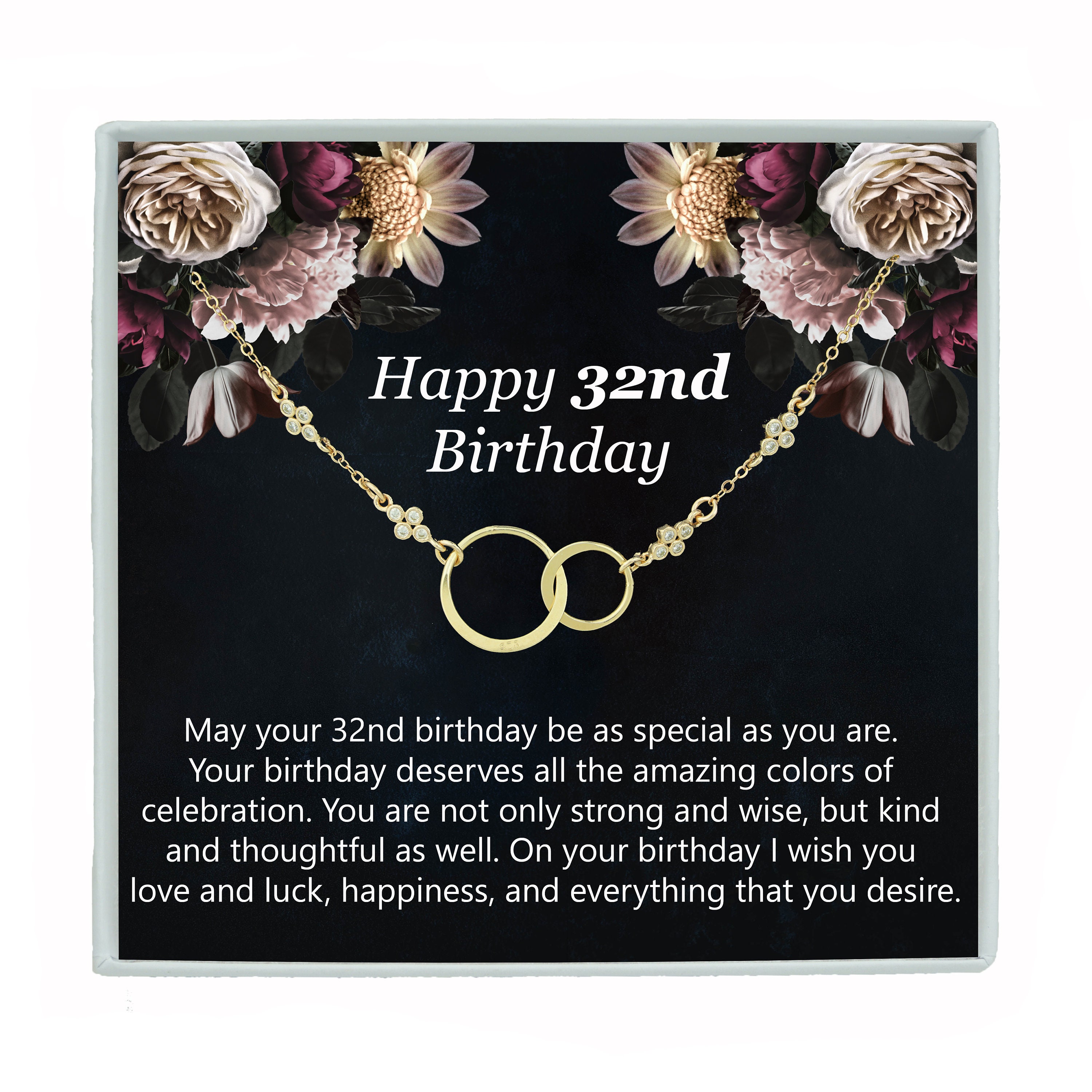 Happy 32nd Birthday Golden Birthday Gift Necklace Daughter Etsy
