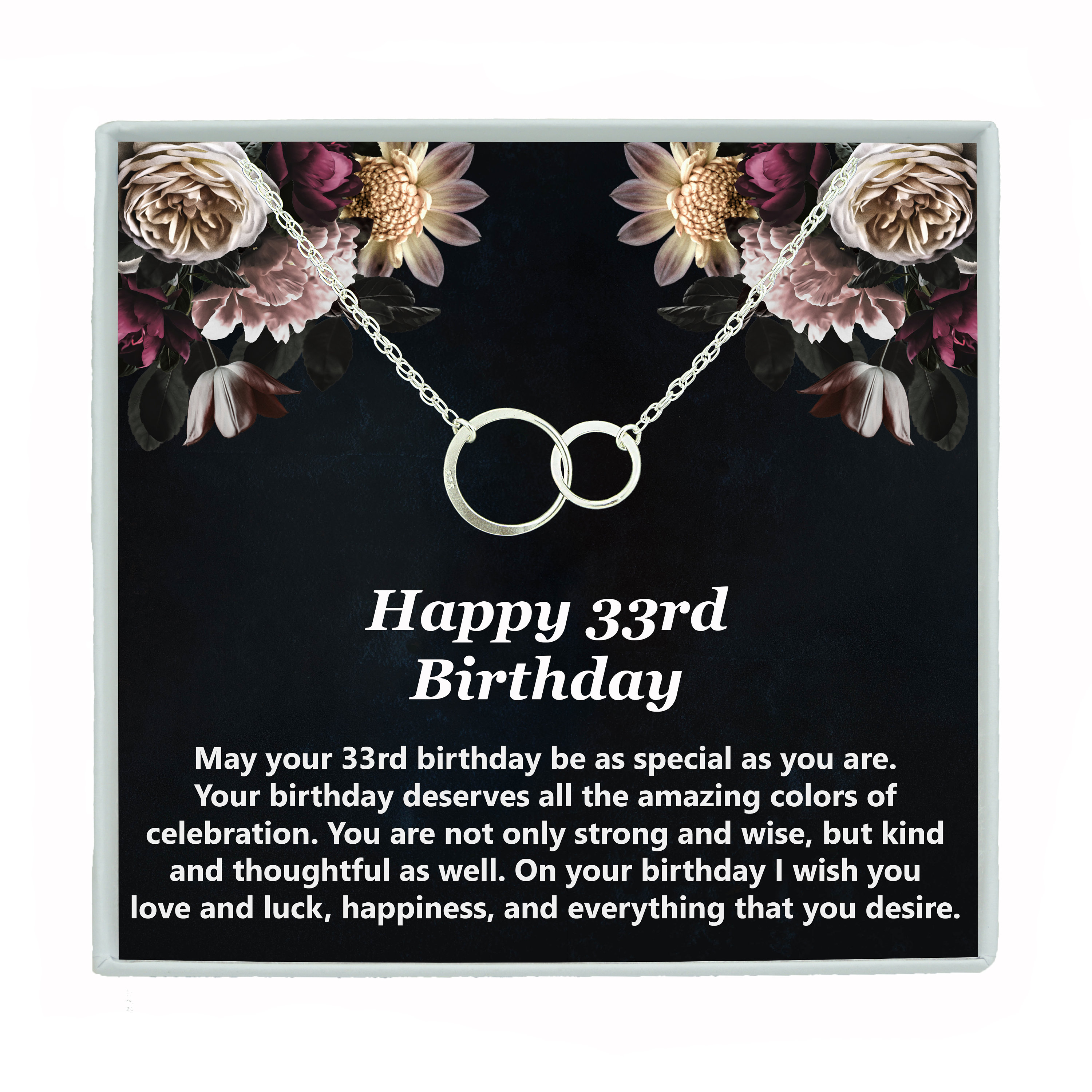 Happy 33rd Birthday Gift Necklace Double Circle Interlocking | Etsy