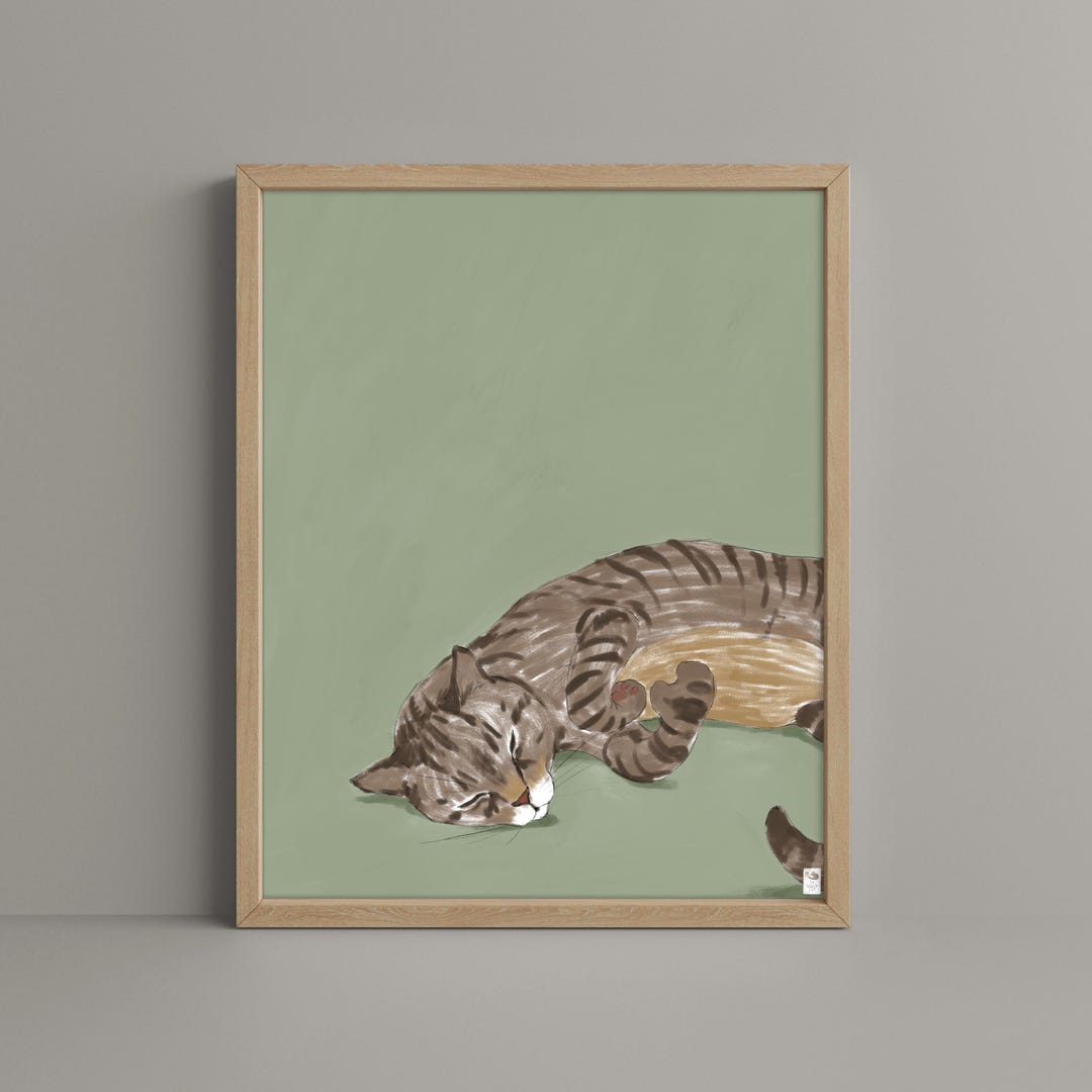 Striped Brown Tabby Cat Fine Art Print – Nursery, Kids Room Decor ...